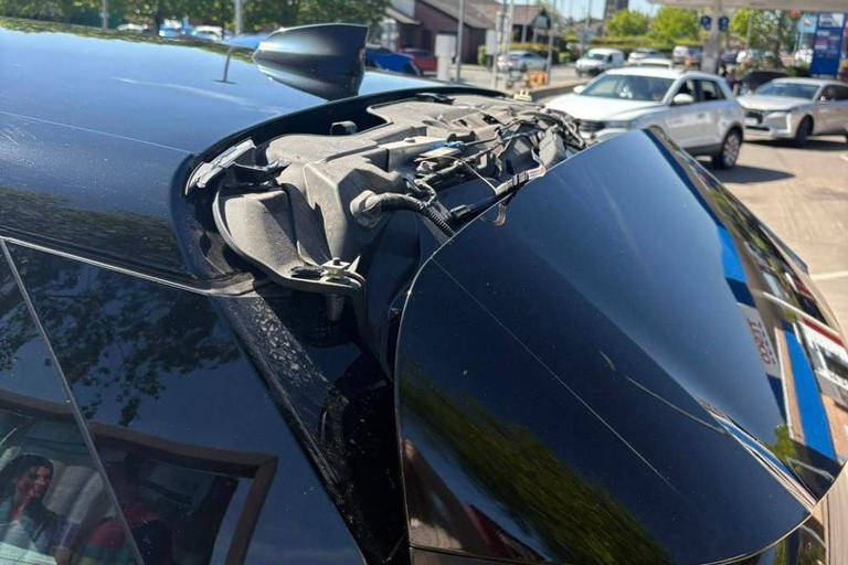 Range Rover wrecked at Tesco car wash with toddler left soaking inside