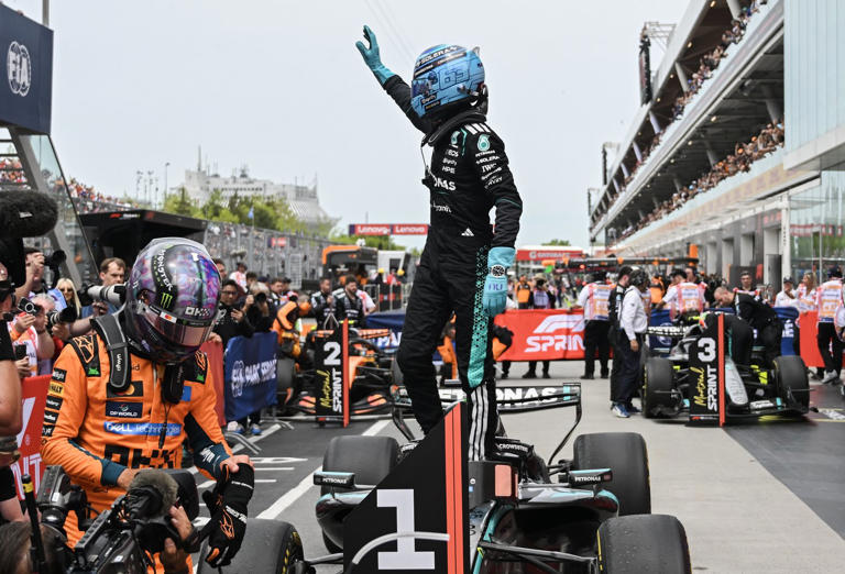 Mercedes' Russell fends off Antonelli to win dramatic sprint race at ...