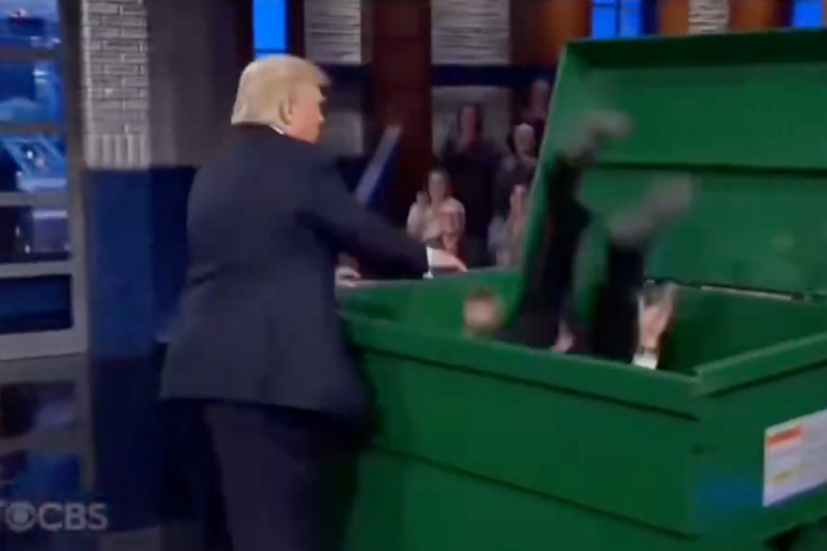 Trump mocks Colbert with AI dumpster video