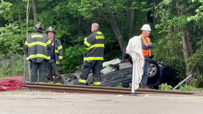 One person dead after car collided with a commuter rail in Braintree