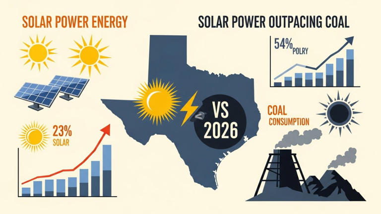 Solar power set to outpace coal in Texas for the first time in 2026