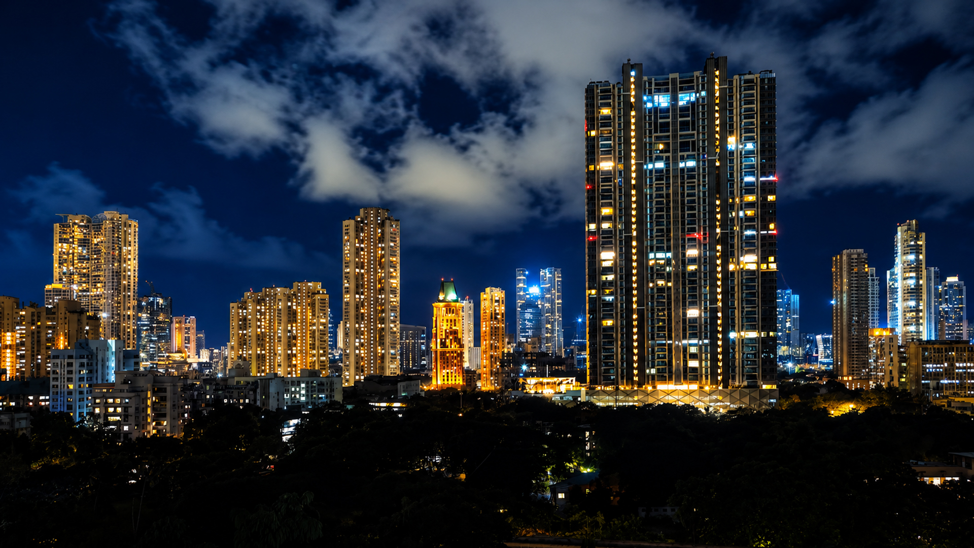 What makes Mumbai skyline feel so futuristic at night?