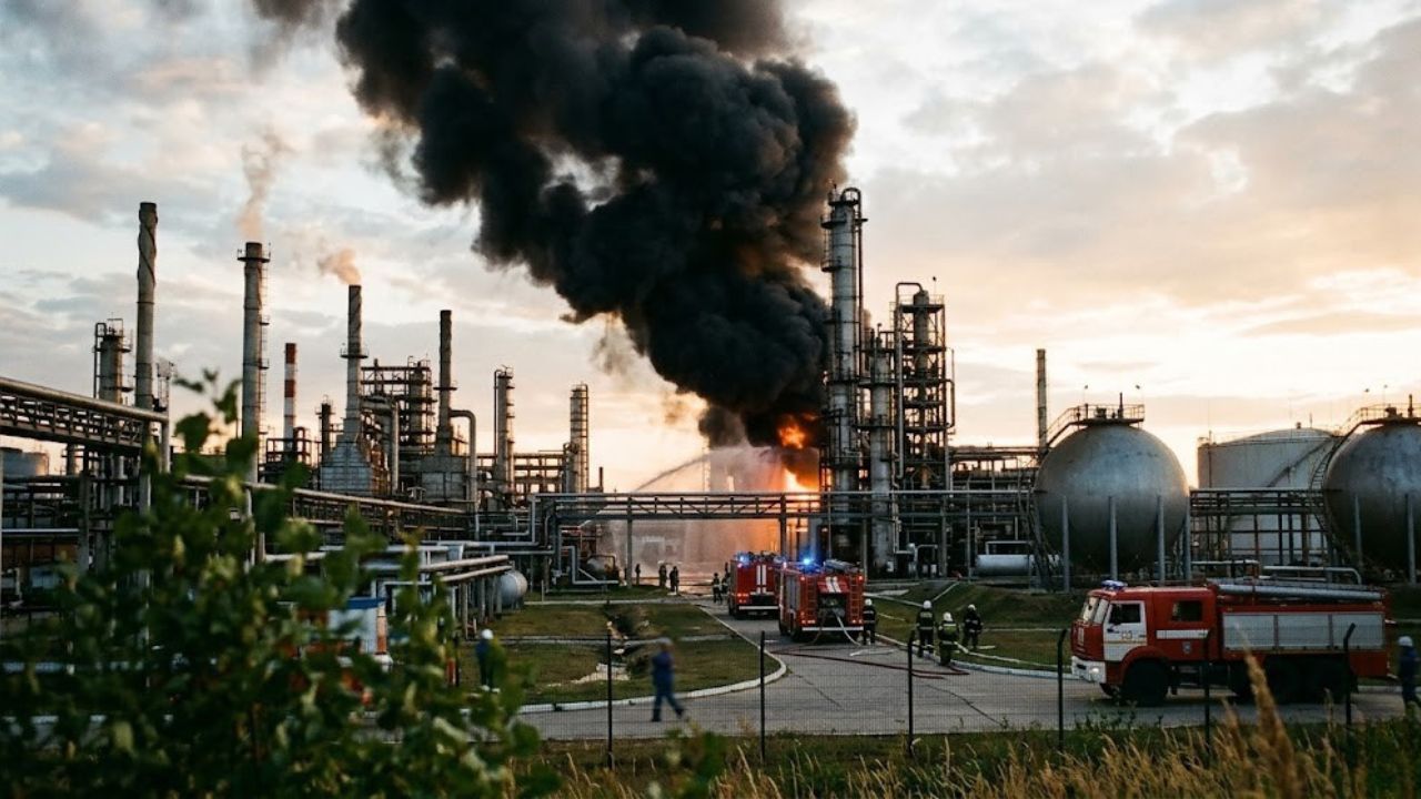 Ukraine drone hits Lukoil refinery deep inside Russia — fire