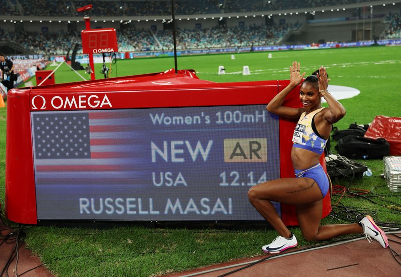 Athletics-Russell gets closer to 100m hurdles record in Xiamen