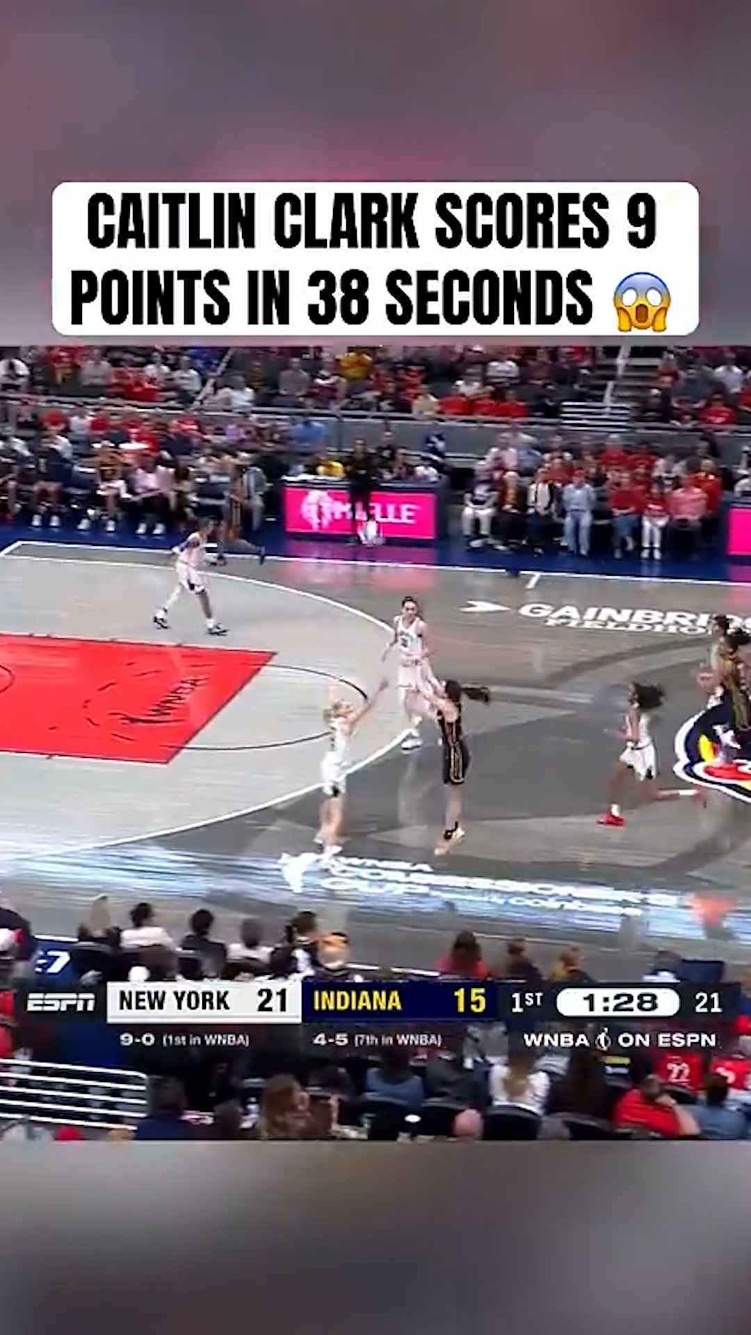 Caitlin Clark's 3 deep 3s in 38 seconds