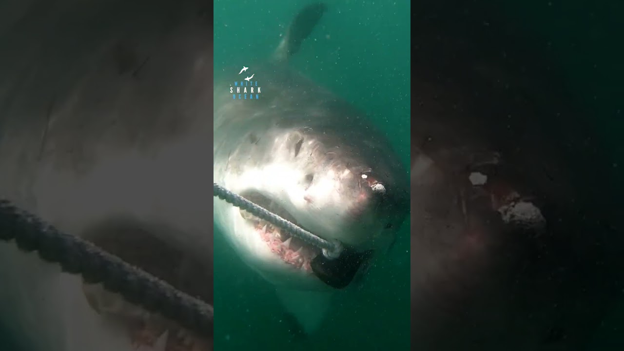 Great white showing how powerful her jaws are #greatwhite