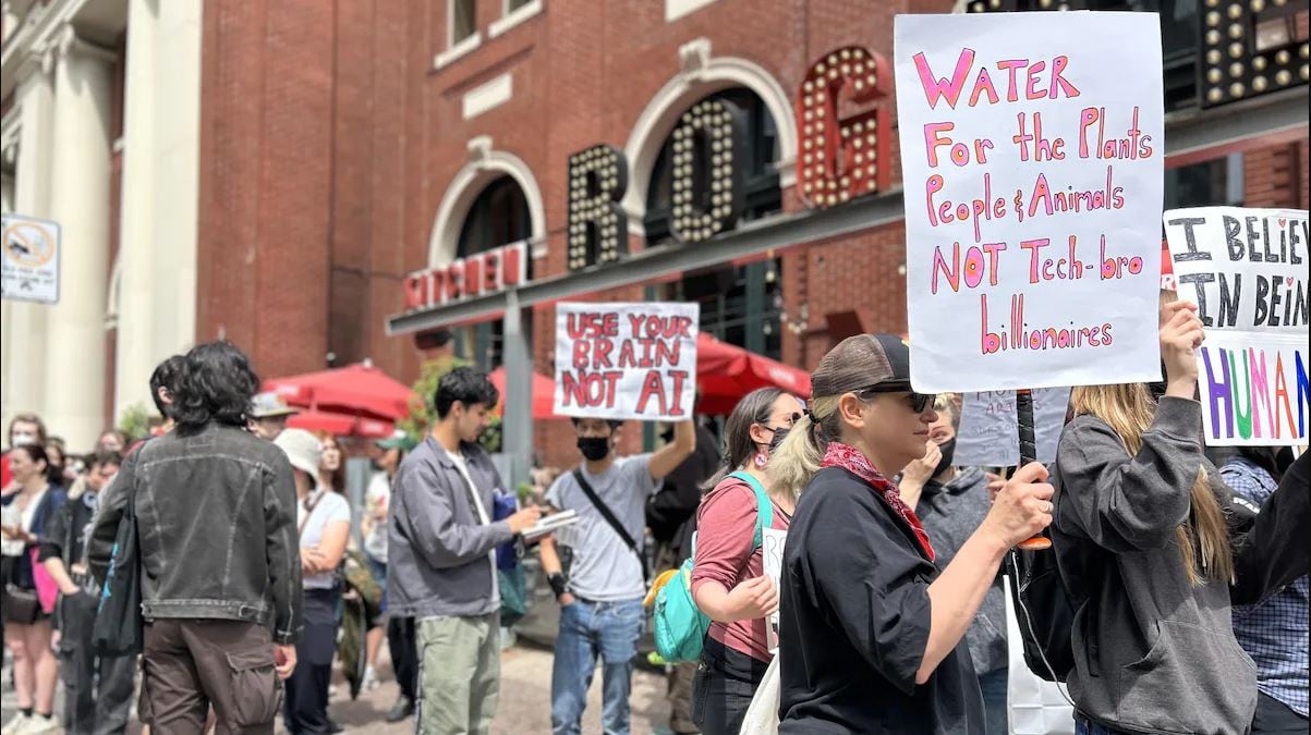 Protesters rally against planned AI data centres in Vancouver