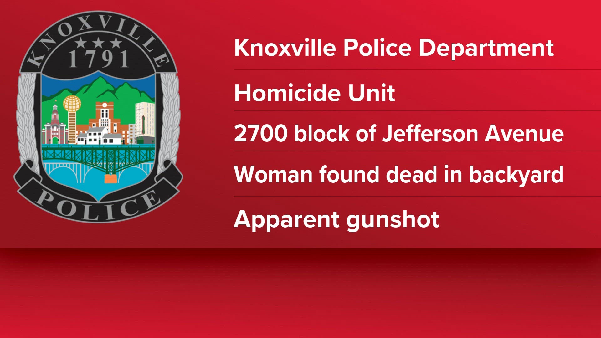 Knoxville police investigating woman's death from apparent gunshot