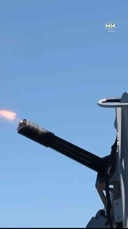 Phalanx CIWS autocannon firing in action