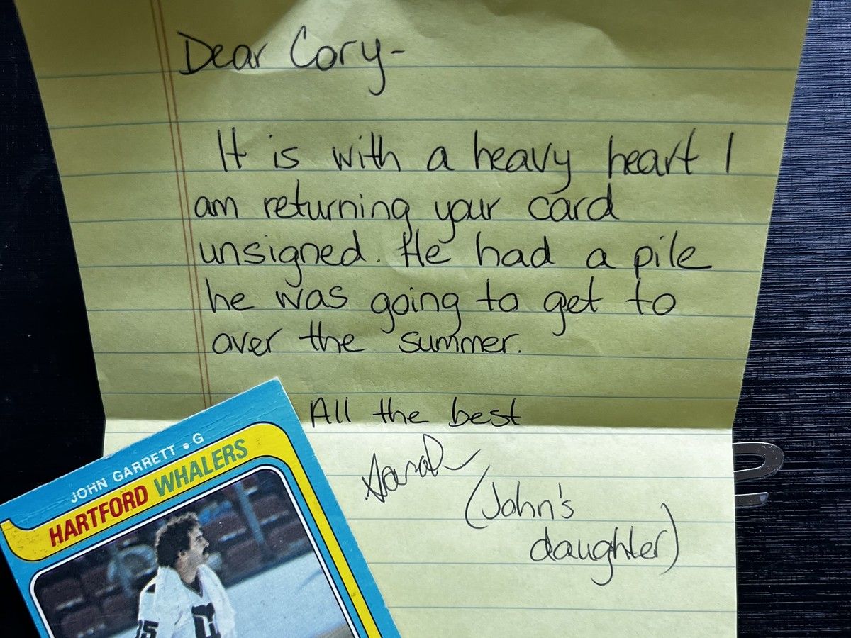 A John Garrett hockey card and its unexpected return