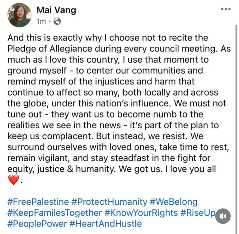 Mai Vang, who disdains Pledge of Allegiance, has no place in Congress