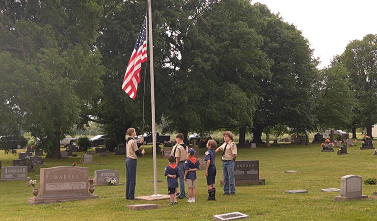 Republic, Mo., Boy Scouts place flags at Brookline Cemetery for ...