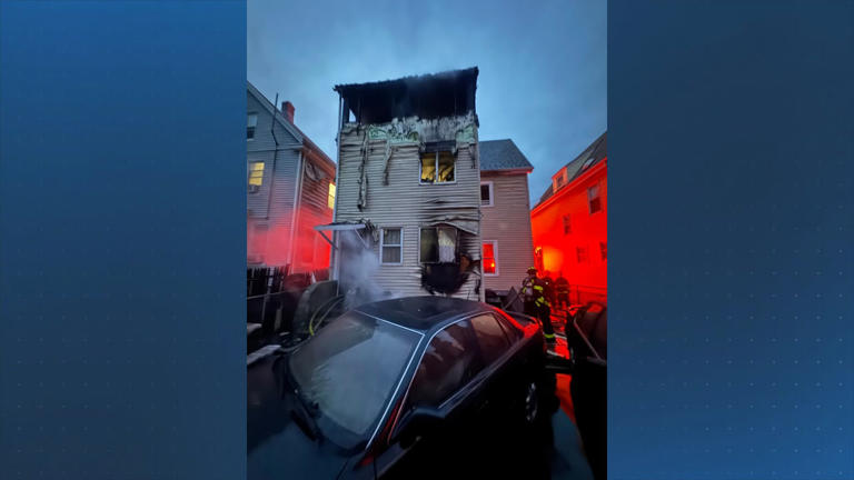 Fire crews battle flames at a residence in Dorchester