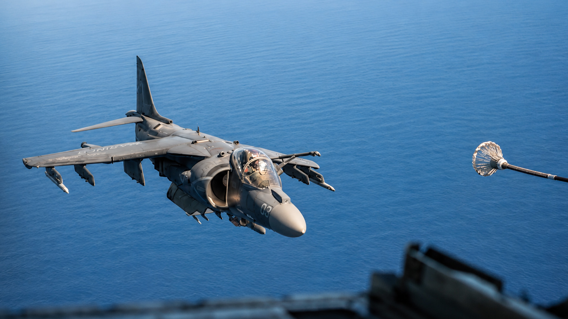 Marine Corps Harrier jets perform final flights