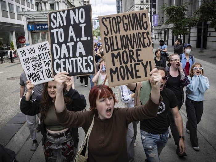 'Use your brain': Hundreds march in Vancouver against AI data centre ...