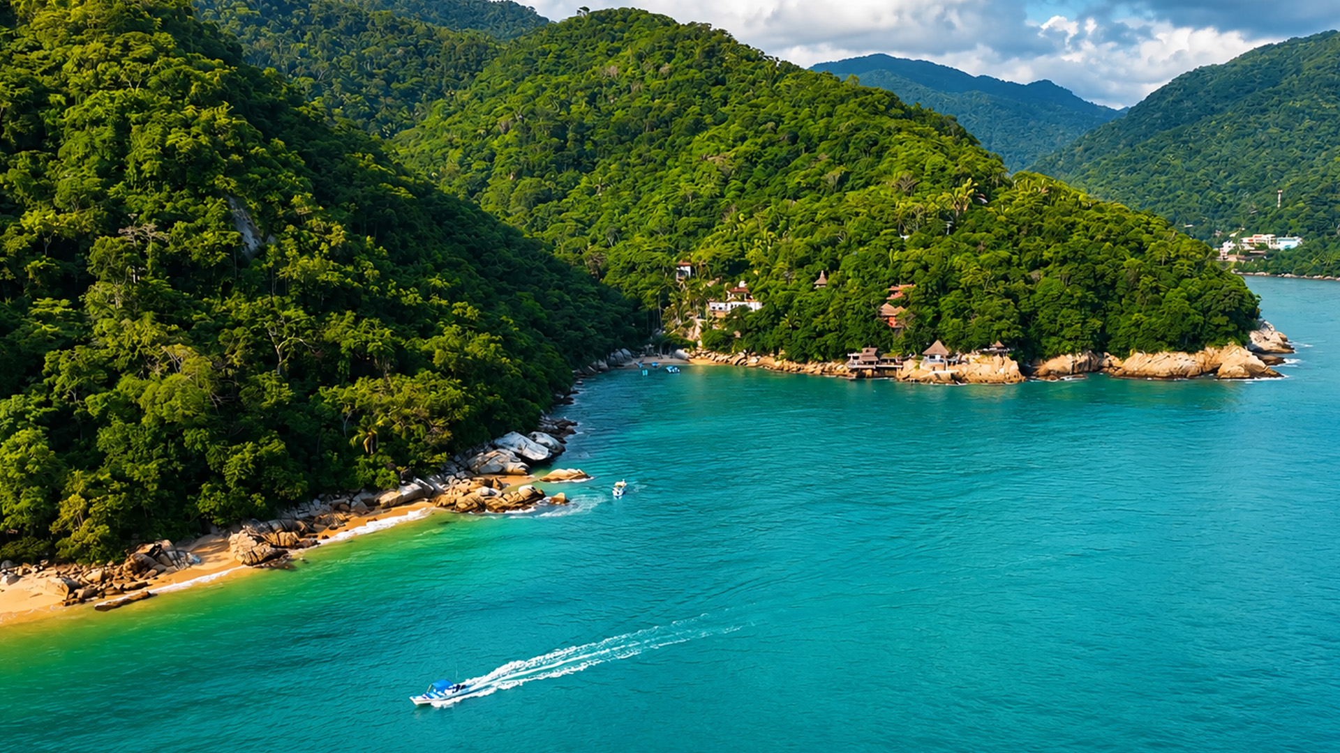 Remote beaches surrounded by steep green mountains
