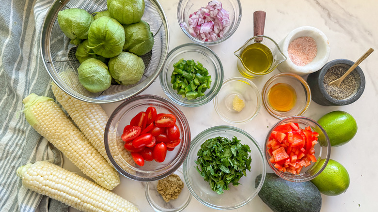 Corn and fresh tomatillo salad recipe