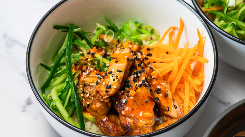 Korean BBQ chicken rice bowl recipe