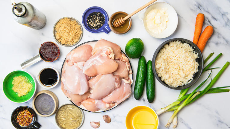 Korean BBQ chicken rice bowl recipe
