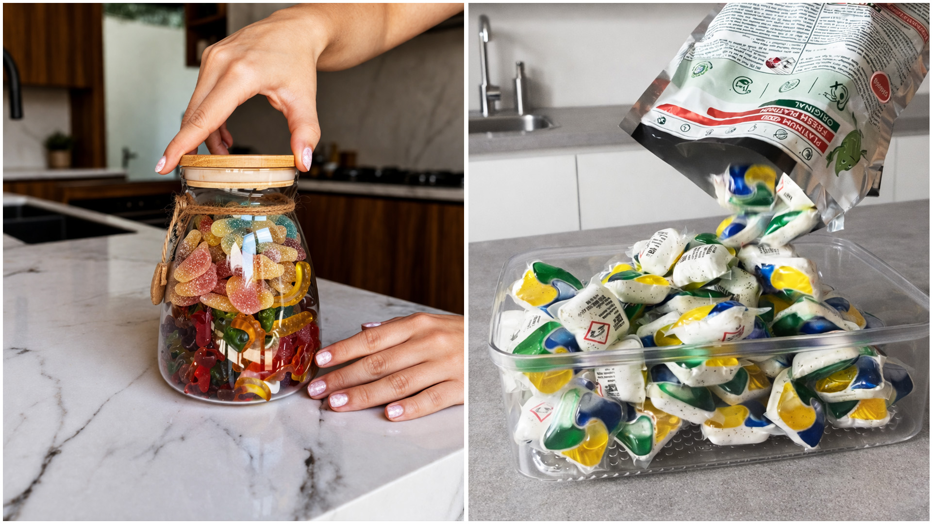 Colorful home restock and candy jar organization
