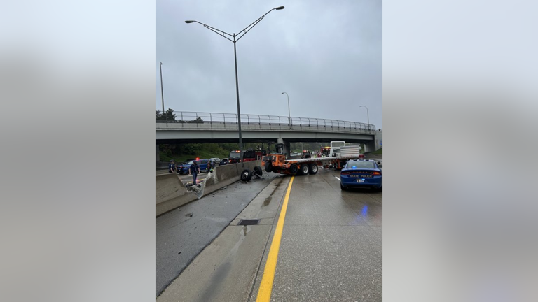 I-696 closed after semi-truck crash