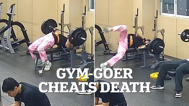 Man narrowly escapes 145kg bench press gym accident