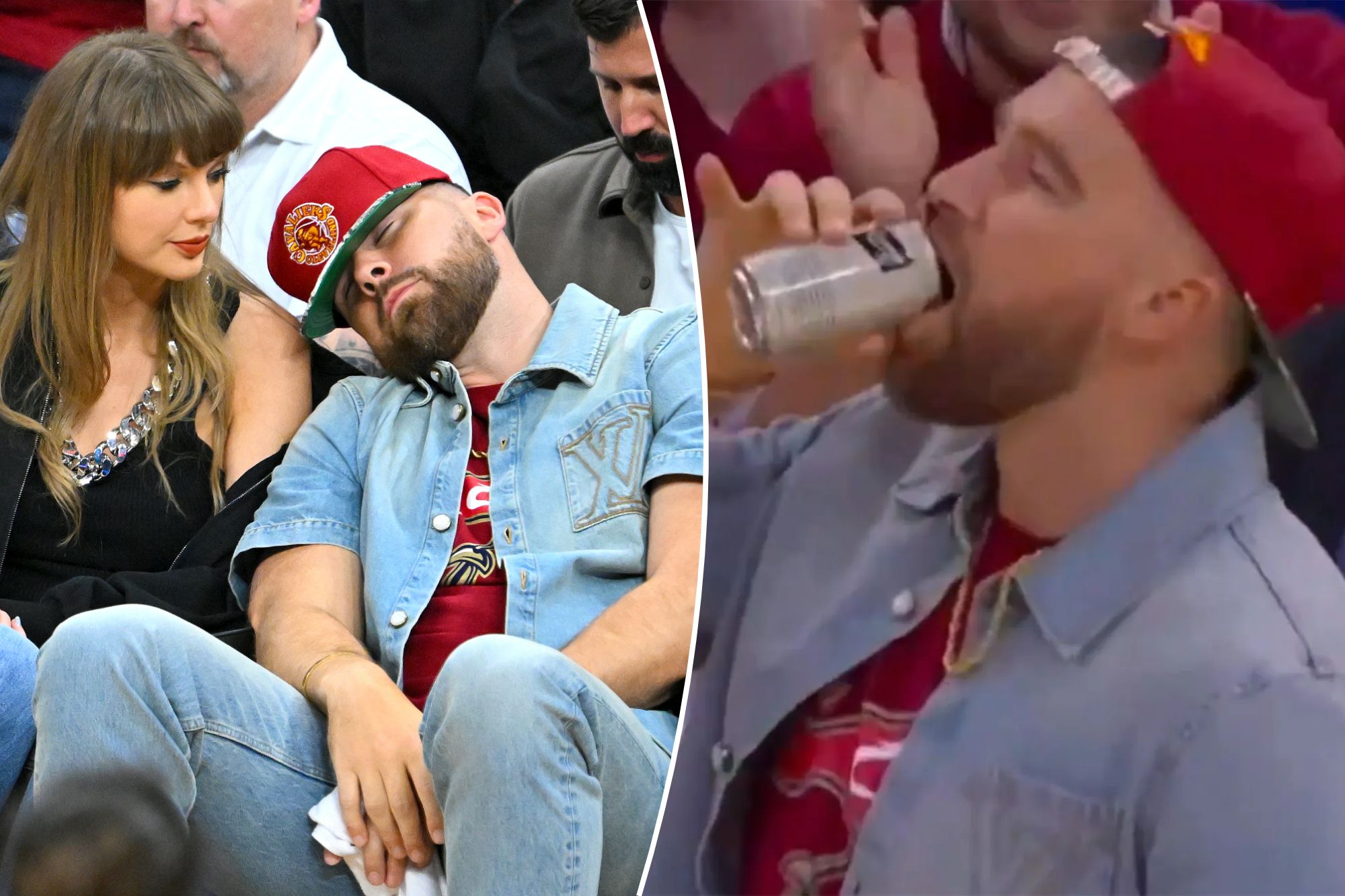 Knicks break Travis Kelce’s spirit after beer-chugging stunt falls flat