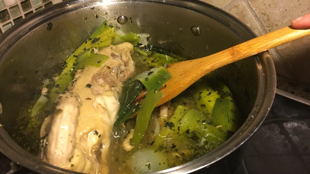 Mastering chicken stock from pot to bowl