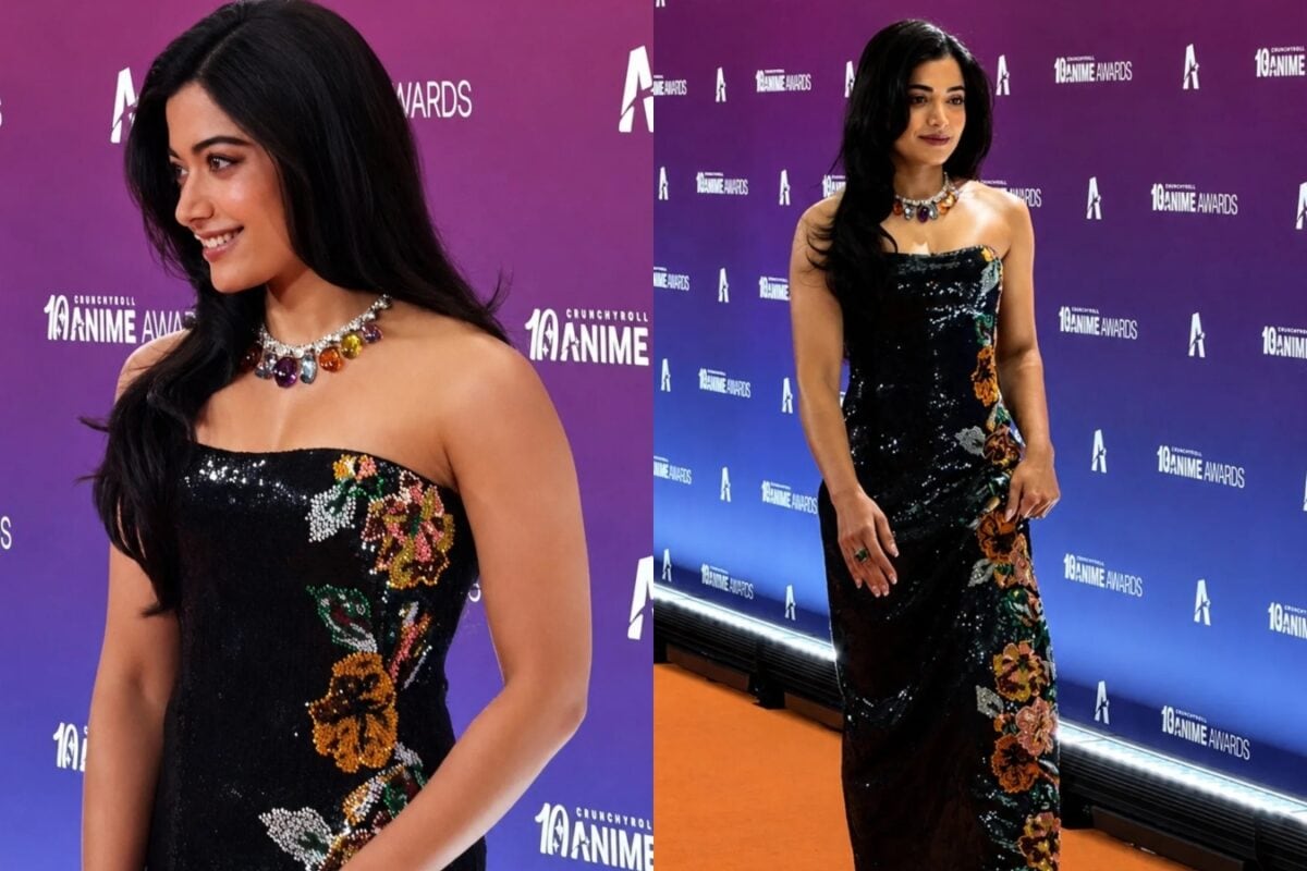 Rashmika Mandanna presents at Anime Awards 2026 in shimmery Prabal ...