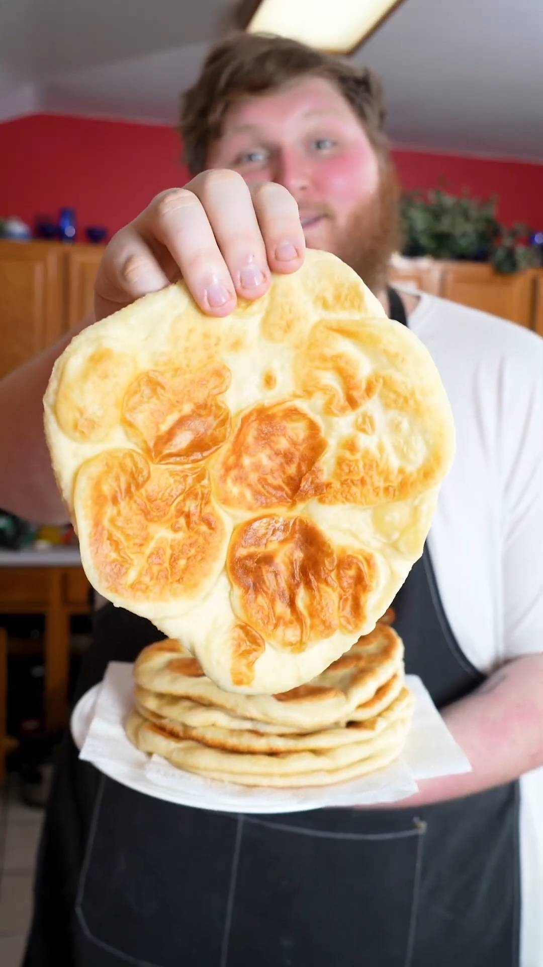 Pillowy homemade pita bread that puffs perfectly in the oven