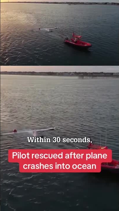 Pilot rescued after plane crashes into ocean #themirror #news