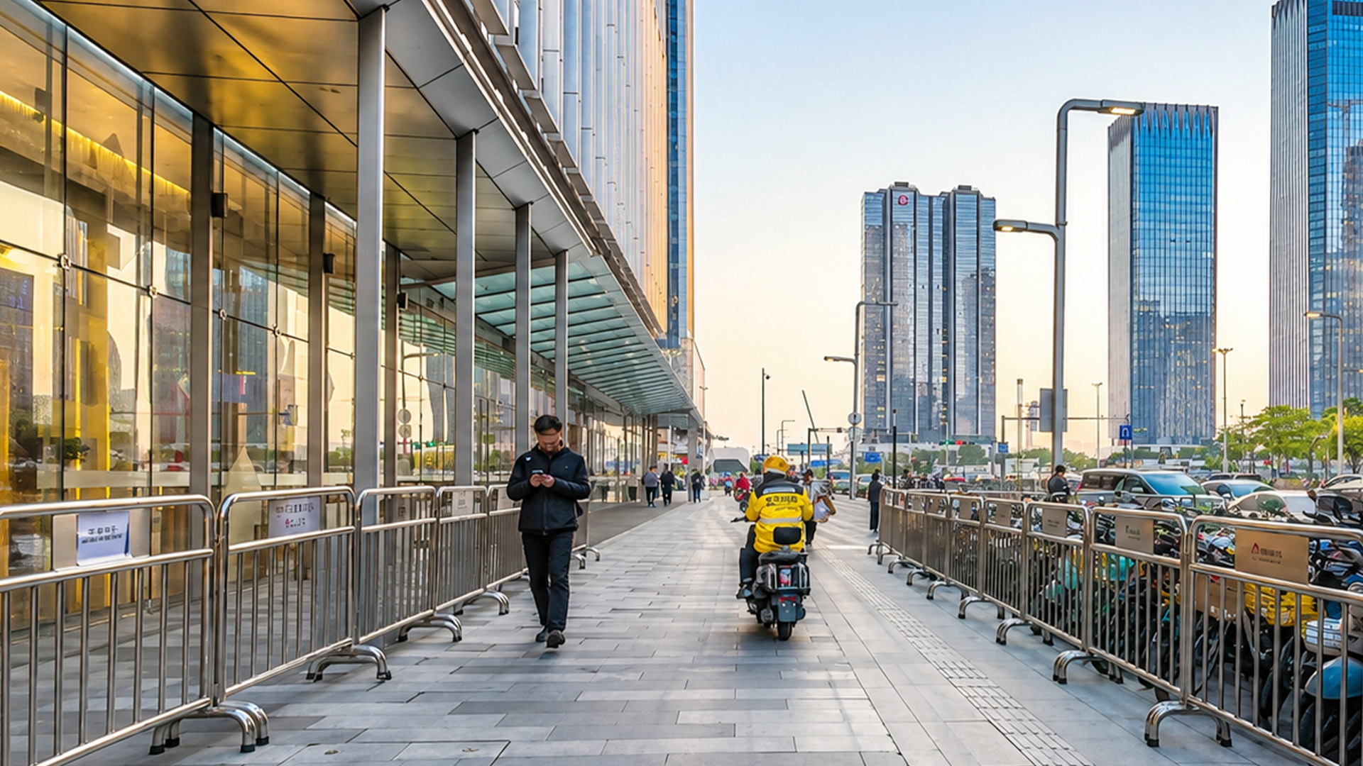 Promenade au cœur du vaste quartier financier de Chine, au niveau de la rue
