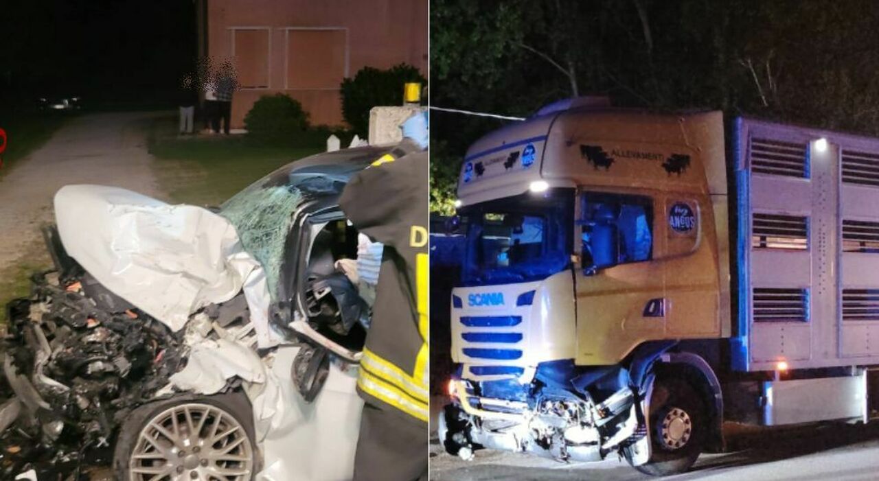 Incidente frontale tra tir e auto poco dopo mezzanotte, due giovani ...