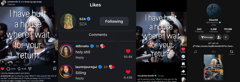 Janine Berdin captures attention of Demi Lovato, Doechii, Lauren Jauregui