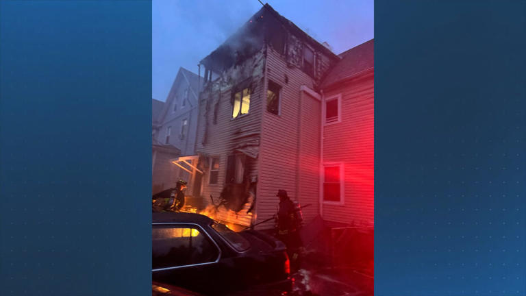 Fire crews battle flames at a residence in Dorchester