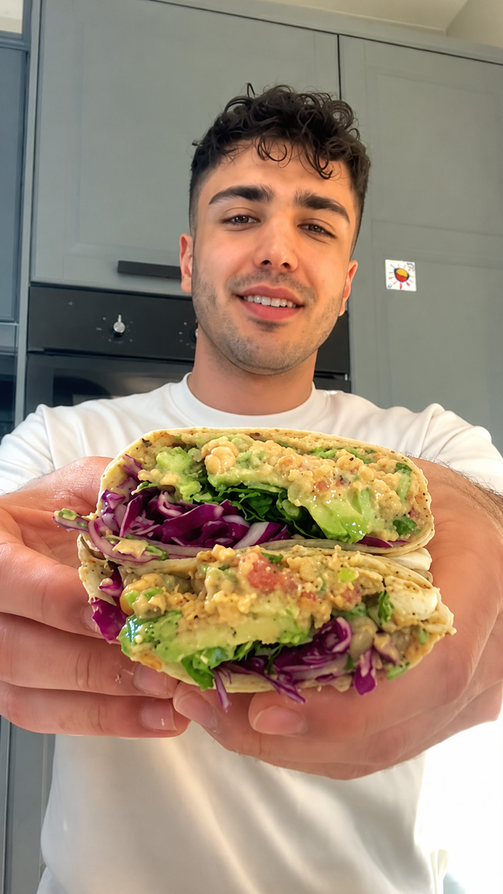 Clean eating protein packed chickpea avocado meal prep wrap