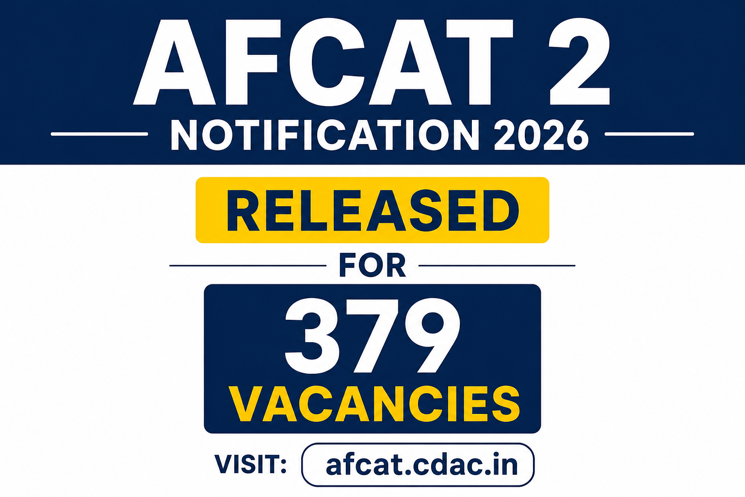 AFCAT 2 notification 2026 released for 379 vacancies at AFCAT.cdac.in ...