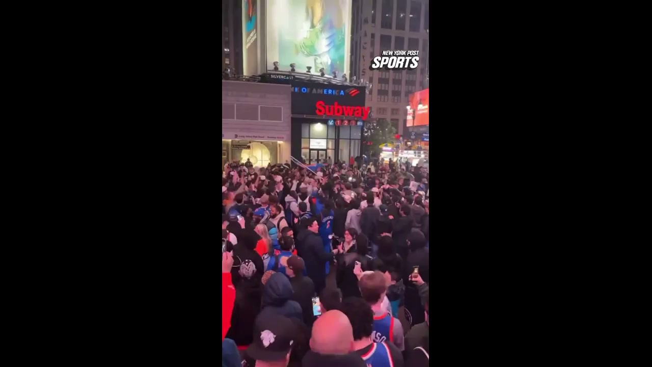Ecstatic Knicks fans celebrate after team is one win away from NBA Finals