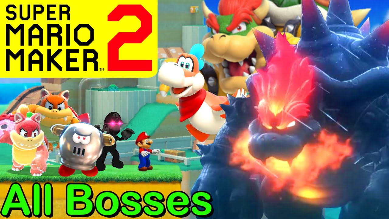 All Bowser's Fury bosses rebuilt inside of Super Mario Maker
