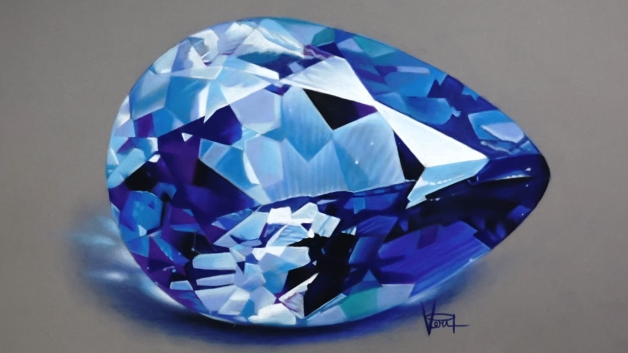 Master light and reflection: Draw a radiant blue sapphire easily