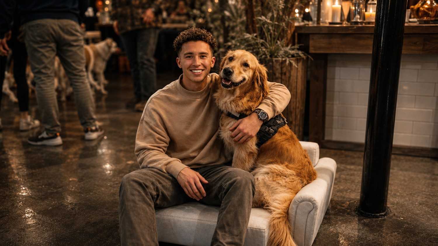 I visited a cafe full of golden retrievers