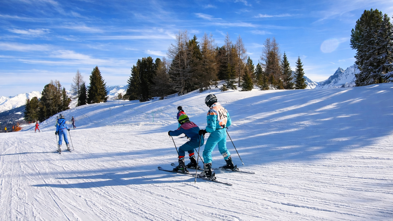 A scenic ski tour in the French Alps (4K)
