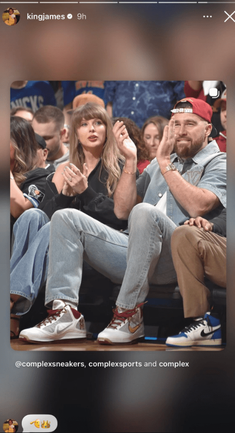 LeBron James salutes Taylor Swift and Travis Kelce as couple support ...