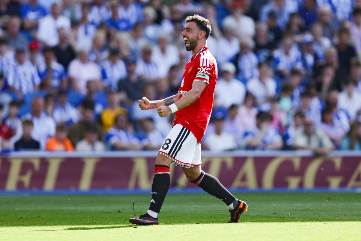 Fernandes breaks record as Man Utd drop Brighton to Conference League