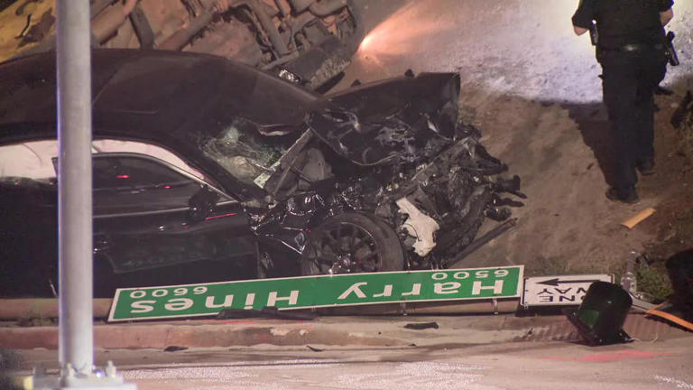 Three hospitalized, one critical, after high-speed crash pins occupants ...