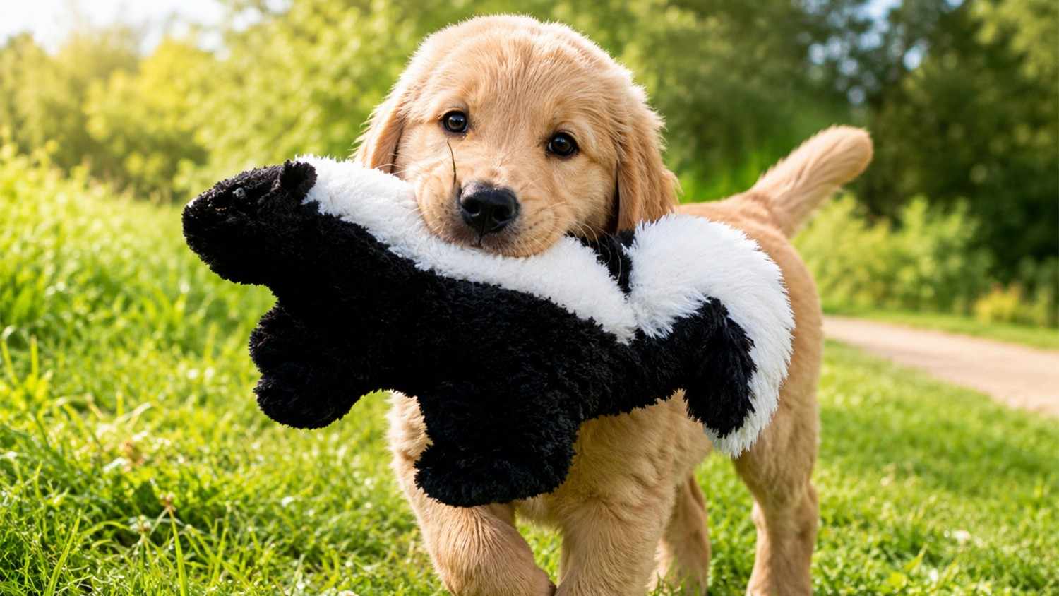 Puppy thought this skunk was a toy