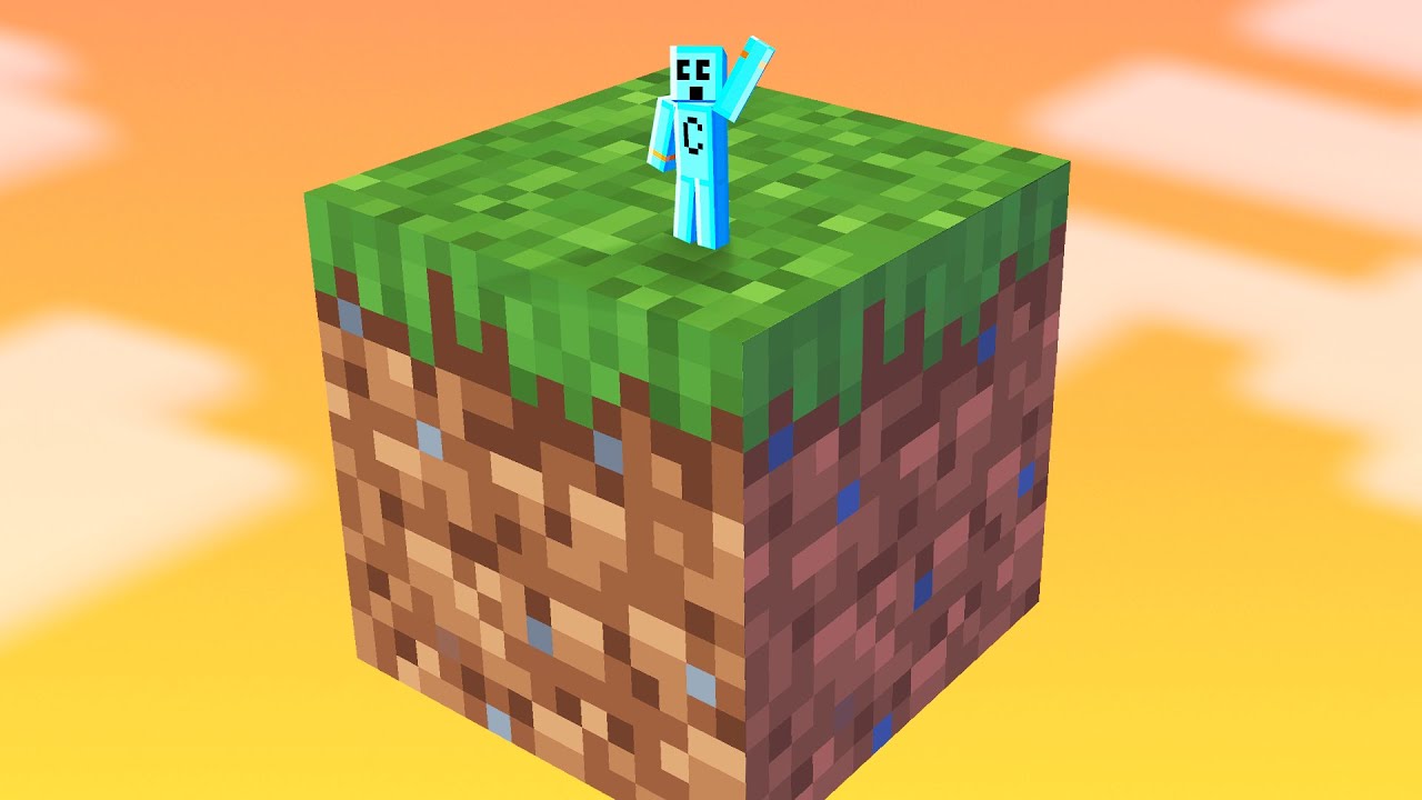 Attempting to survive on one single giant Minecraft world block