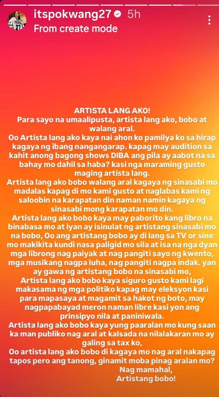 Pokwang, may matapang na mensahe tungkol sa bansag na 'artista lang'