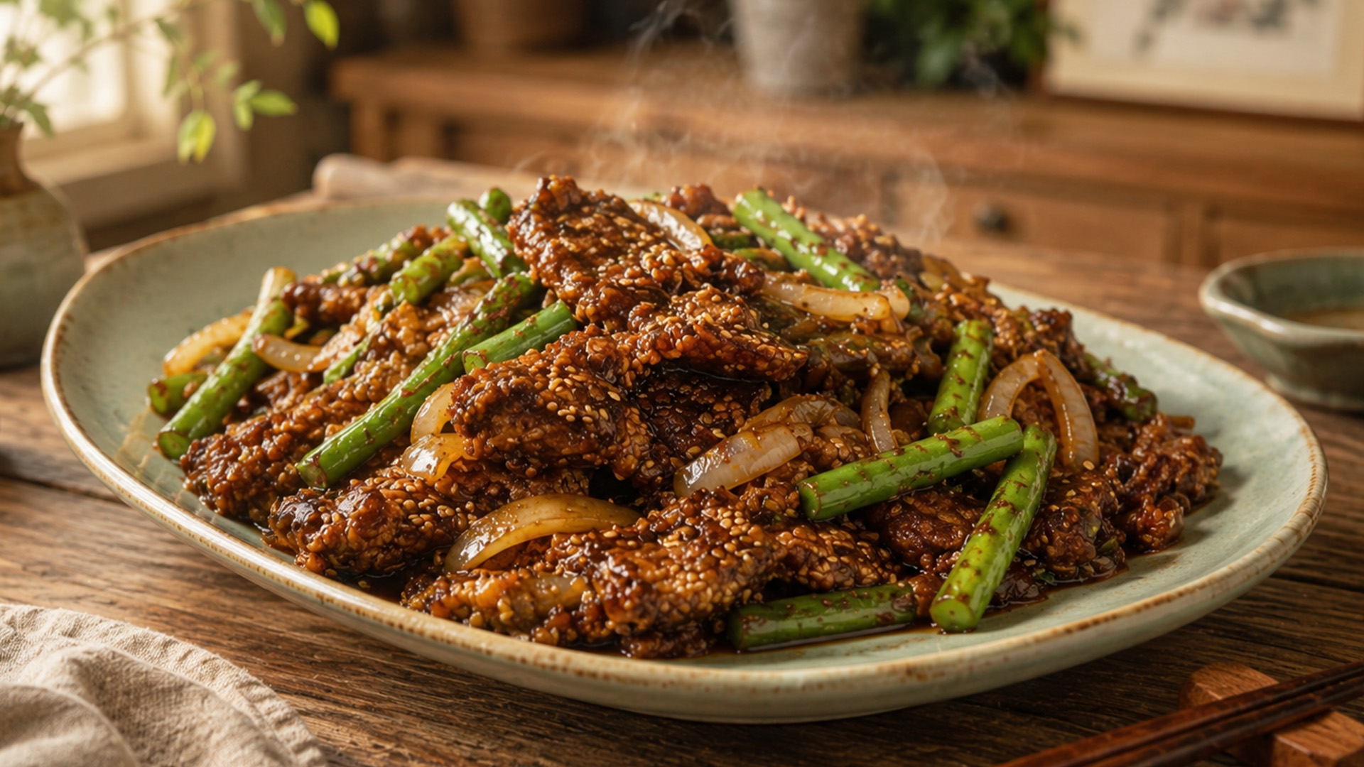 How to make beef and garlic sprouts stir fry fast