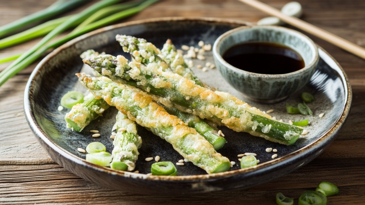 Spargel-Tempura mit Soja-Dip: knuspriger Snack für den Frühling